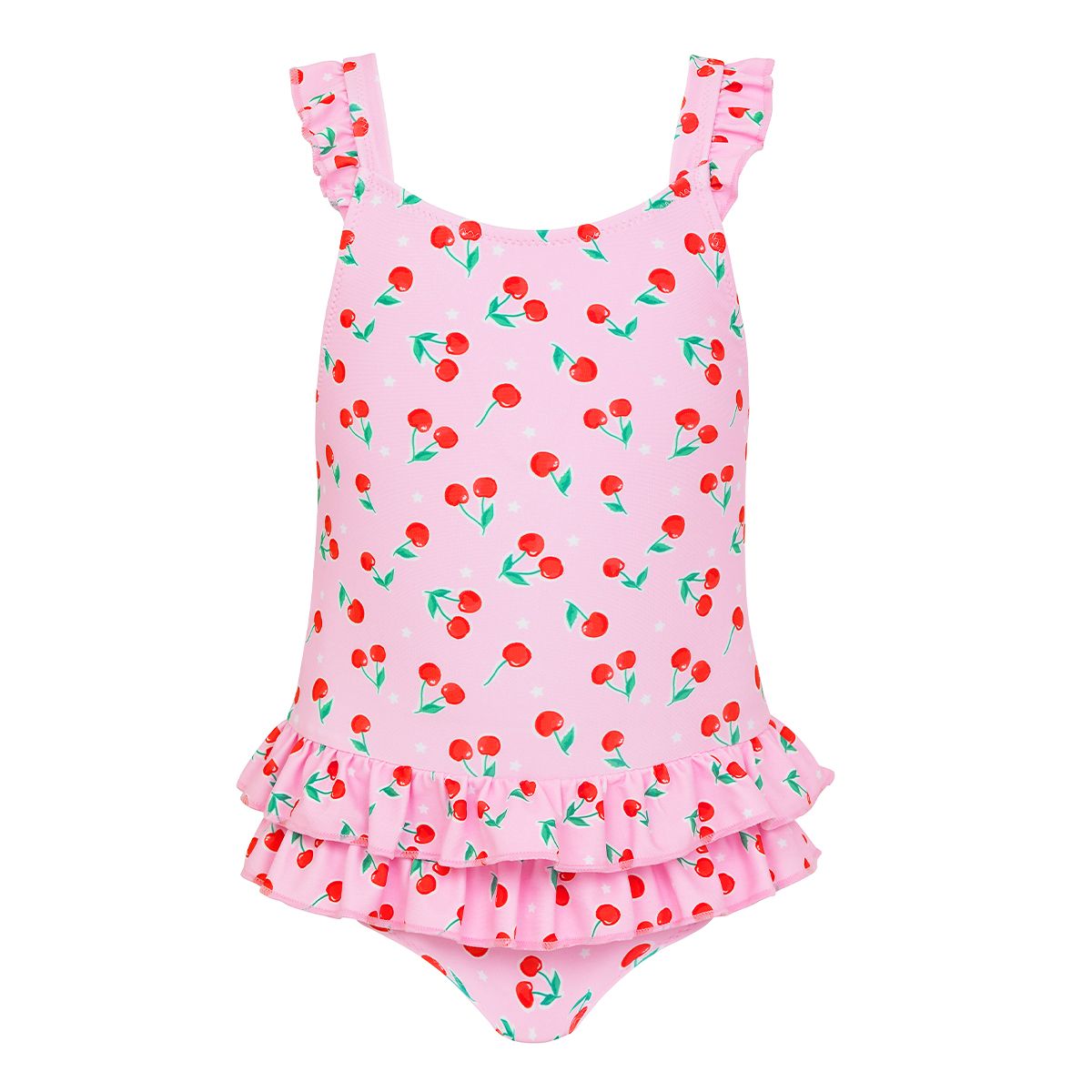 Sunuva - Girls Pink Cherries Frill Swimsuit | BambiniJO