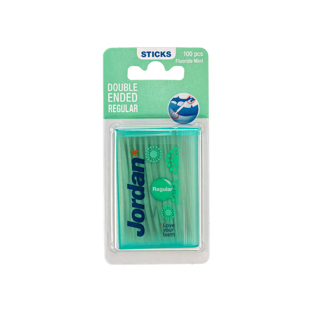Jordan Dental Sticks, double ended regular 100 units | BambiniJO